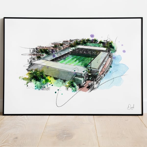 Fulham FC Craven Cottage, Art Print, Illustrati... - Folksy