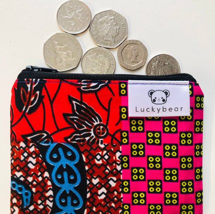 Coin purse in African wax print fabric; patchwo... - Folksy