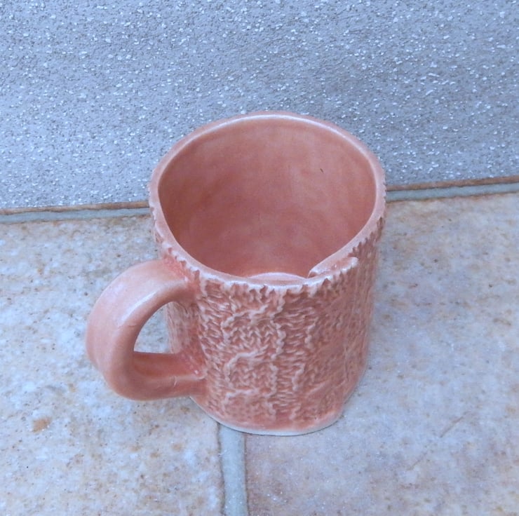 Knitted mug coffee tea cup stoneware ceramic po... - Folksy