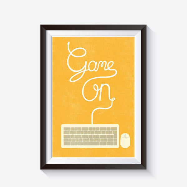 PC gaming print, game on quote, video games pri... - Folksy