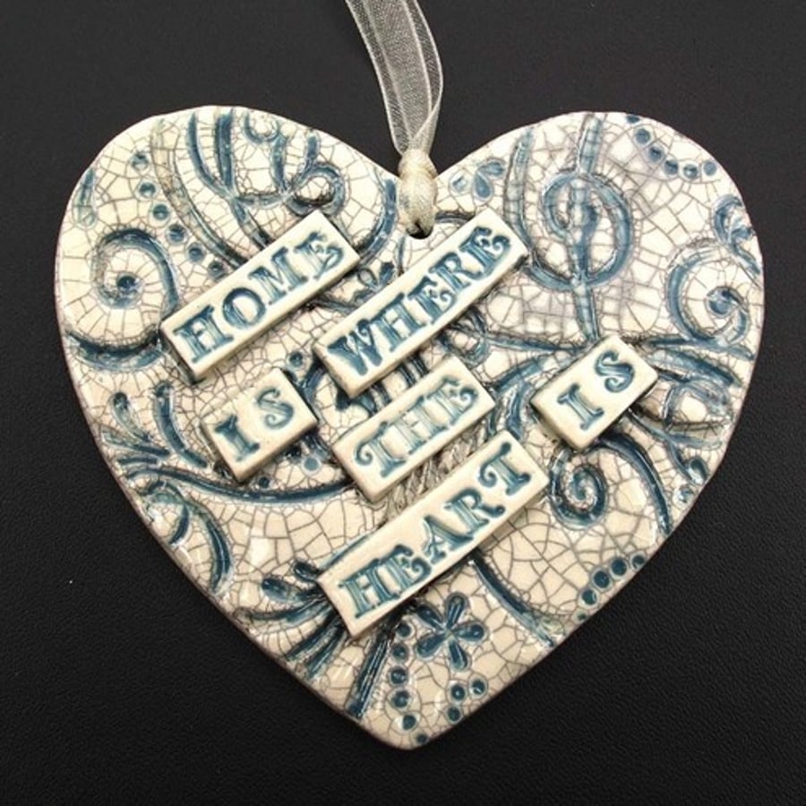 Large ceramic heart decoration - Folksy