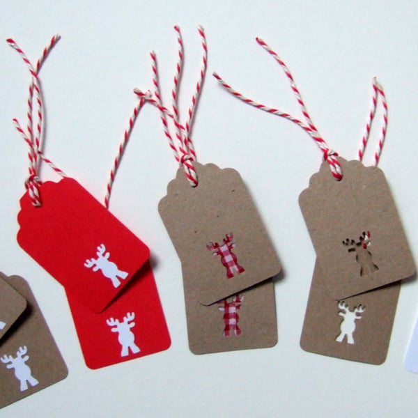 Christmas Rudolph Gift Tags 10pk, Handmade Xmas... - Folksy