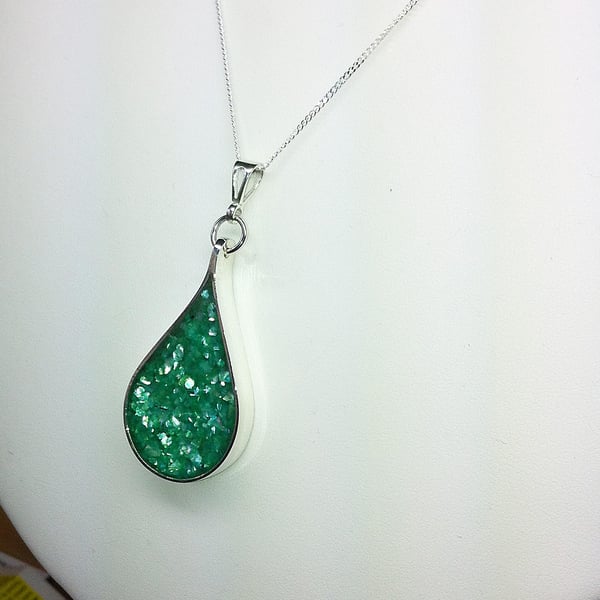 Sterling Silver Teardrop Pendant Necklace with ... - Folksy