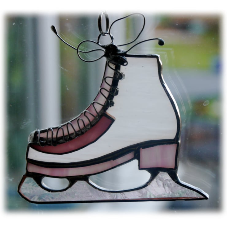 Ice Skate Suncatcher Stained Glass Skating Hand... - Folksy
