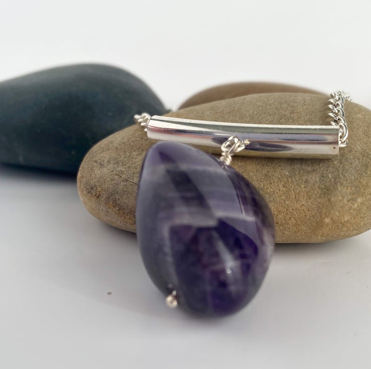 Polished amethyst necklace - made in Scotland. - Folksy