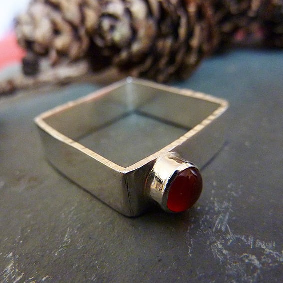 Square ring with gemstone - Folksy