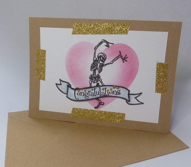 Heart skeleton Congratulations card - Folksy