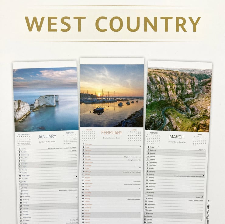 2024 West Country Slim Wall Calendar Somerset D... - Folksy