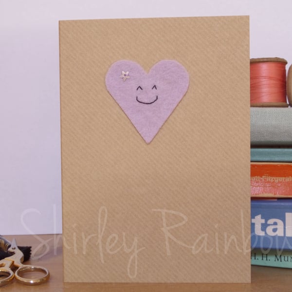 Happy Face Card- Heart - Folksy