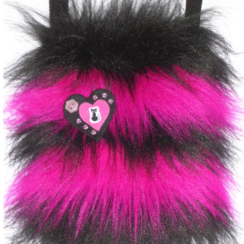 Fluffy Kitty Cat Bag with Co-ordinating Felt Br... - Folksy