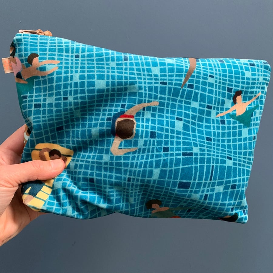 Large velvet zip pouch - Folksy