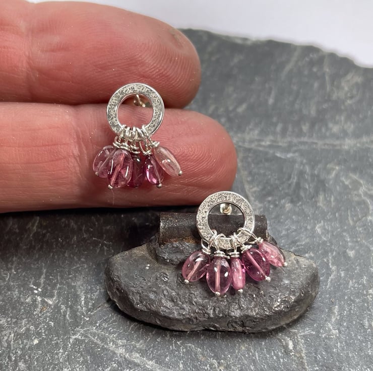 Sterling silver small circular stud earrings wi... - Folksy