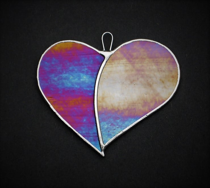 Stained Glass Love Heart "When Two Hearts ... - Folksy