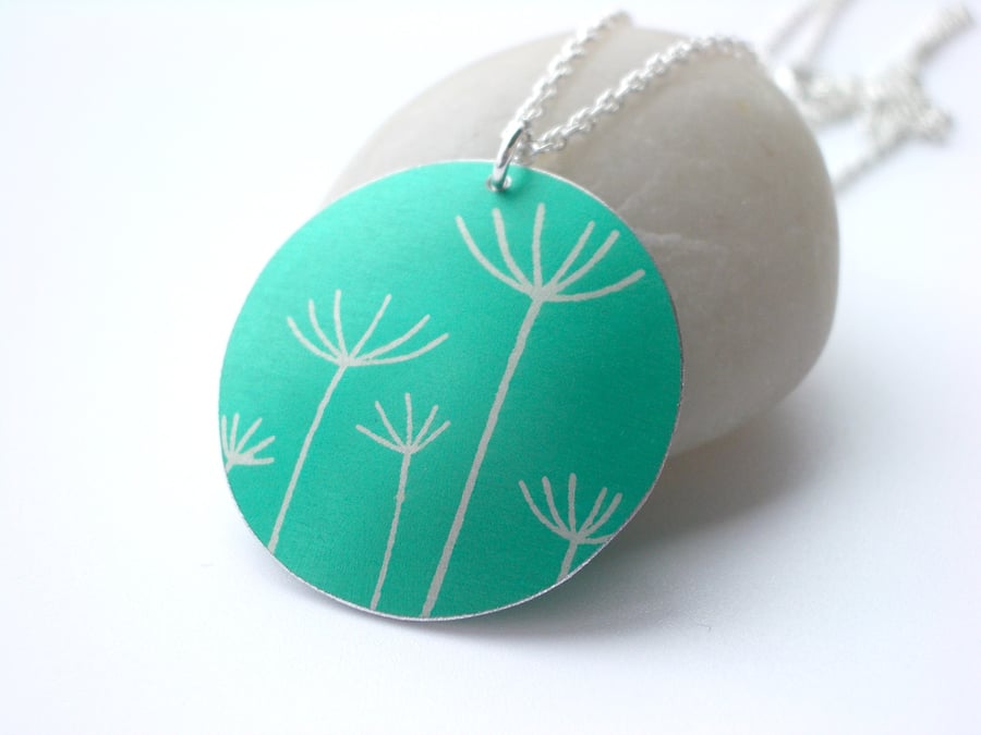Dandelion pendant necklace in jade green - Folksy