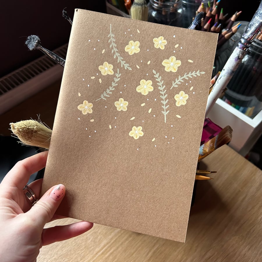 Flower Illustrated A5 Sketchbook, Notebook Hand... - Folksy