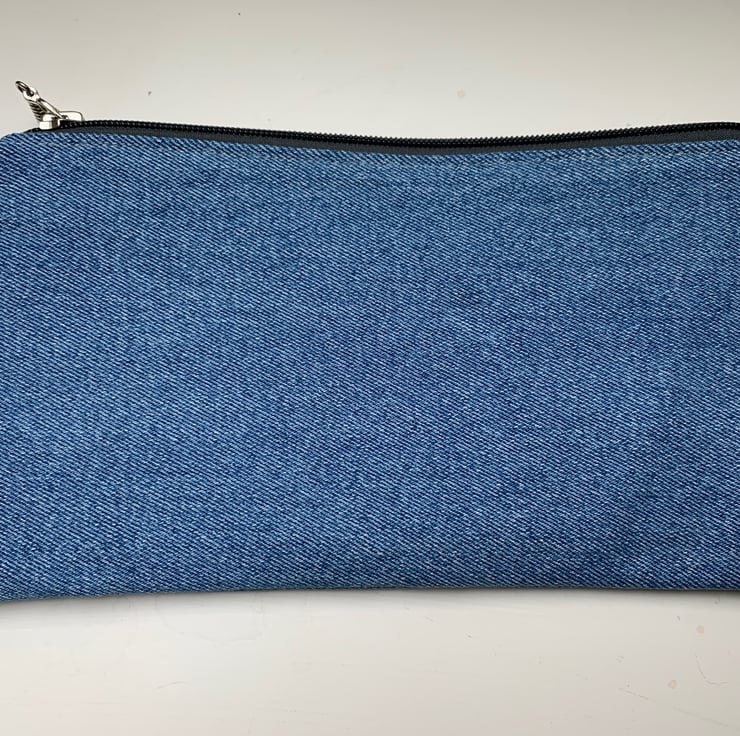 Reclaimed denim and braid pencil case or makeup... - Folksy