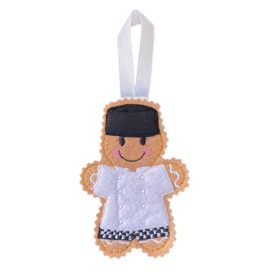 Chef Gingerbread Man Felt Decoration - Folksy