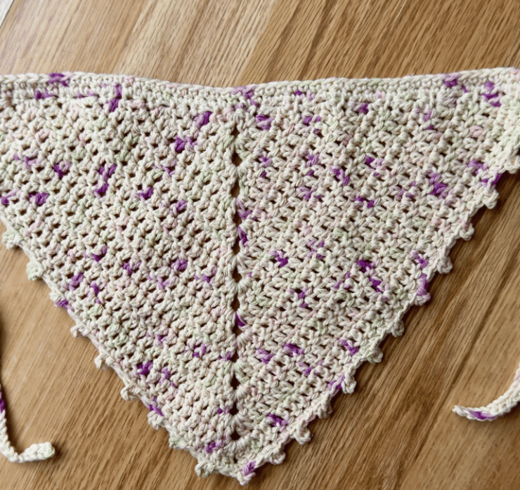 Handmade Crochet Cotton Bandana – Cream Pink an... - Folksy