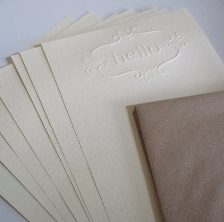 Embossed "HELLO" Writing Paper with ... - Folksy