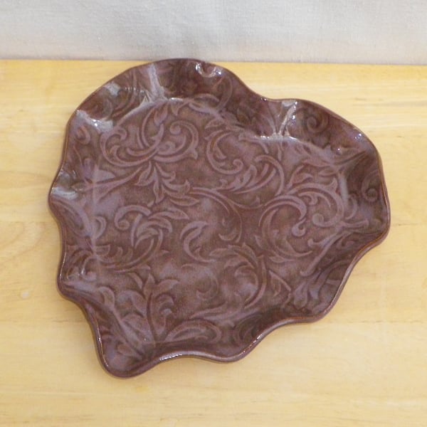 serving plate heart dish textured stoneware pla... - Folksy