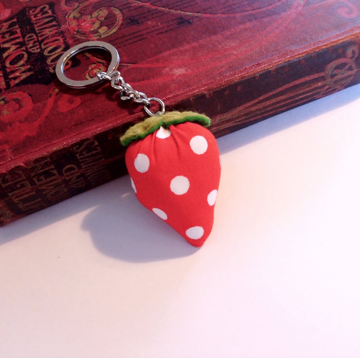 Strawberry keyrings,fabric key ring ,key chain,... - Folksy