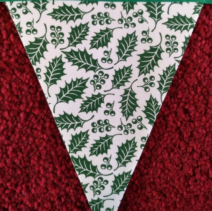 Christmas Holly Leaves Design Bunting - 12 Flag... - Folksy
