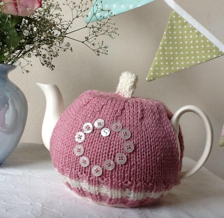 Dusky pink heart Tea Cosy- fits a 4 cup pot, gi... - Folksy