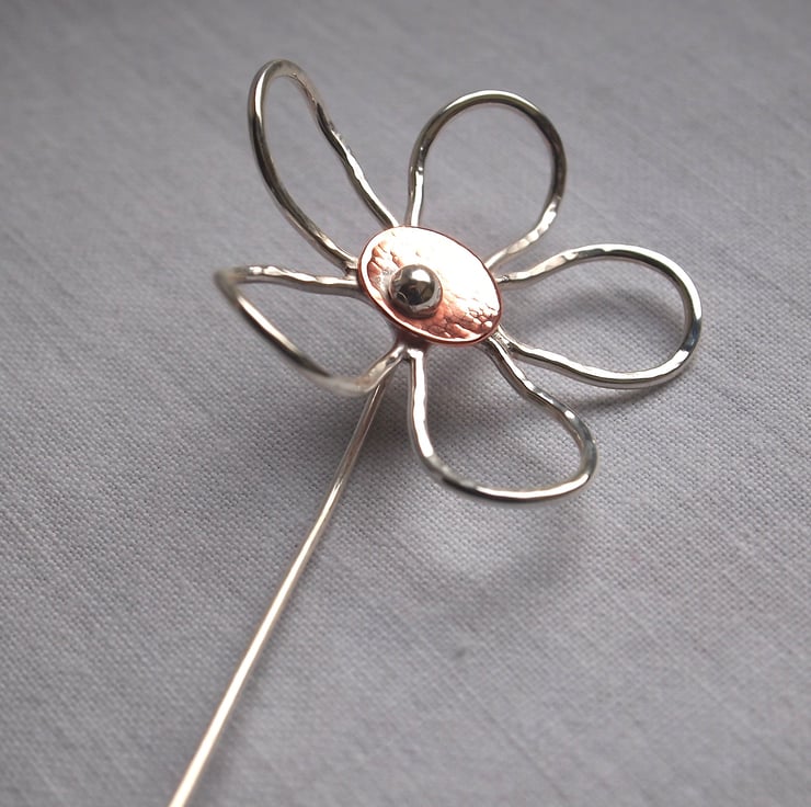 Silver brooch - Daisy Pin Brooch - Folksy