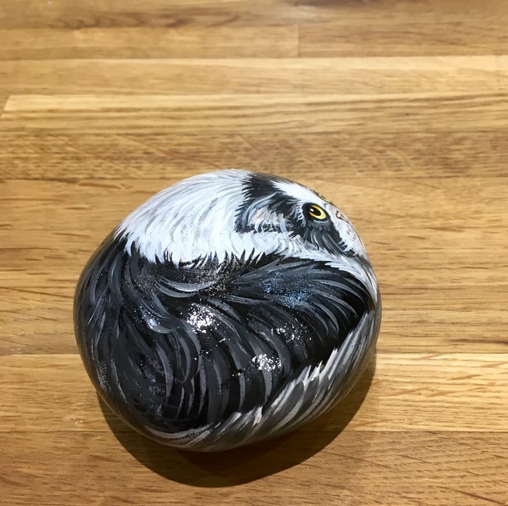 Cat painted pebble garden rock art pet stone po... - Folksy