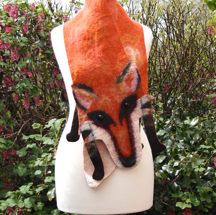 Handmade Felt Fox Scarf - Folksy