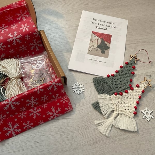 Macrame Christmas ornament 2x macrame Xmas tree... - Folksy