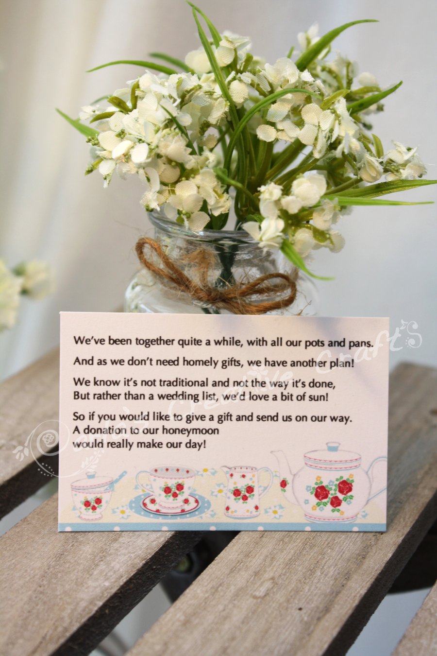 Tea Party Wedding Money Poems - Folksy