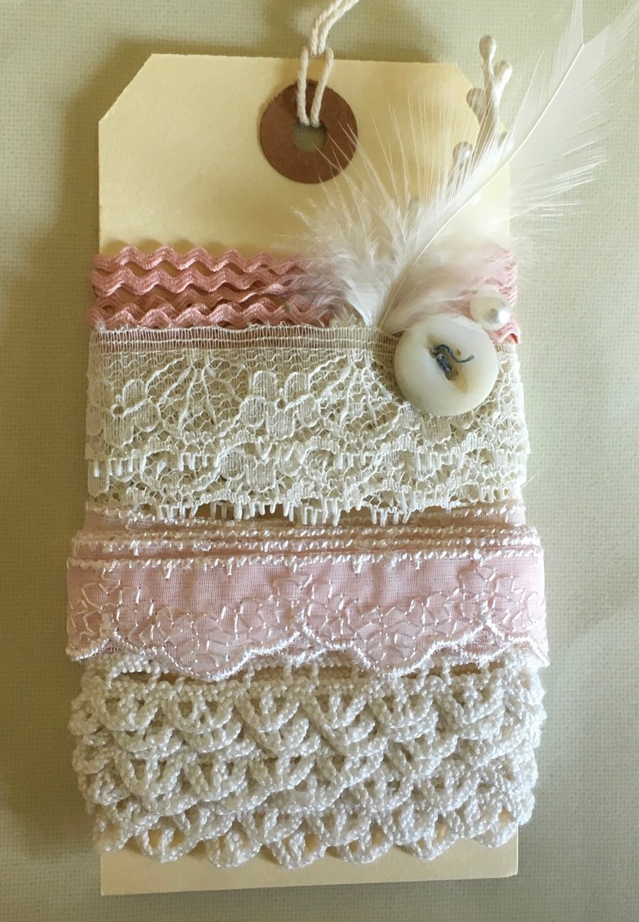 Vintage trim lace ric rack etc on a tag! Lovely... - Folksy