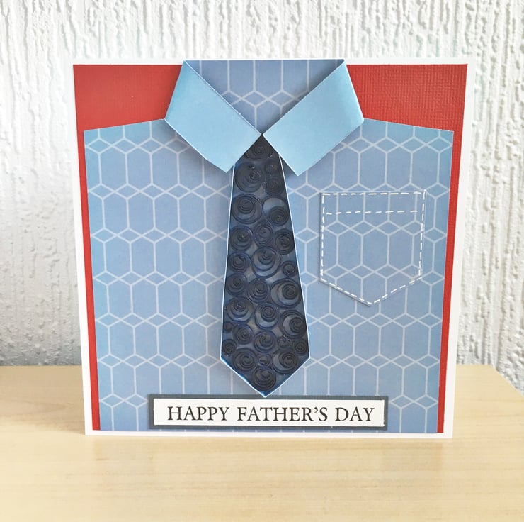 Father’s Day card - quilled tie and shirt - box... - Folksy