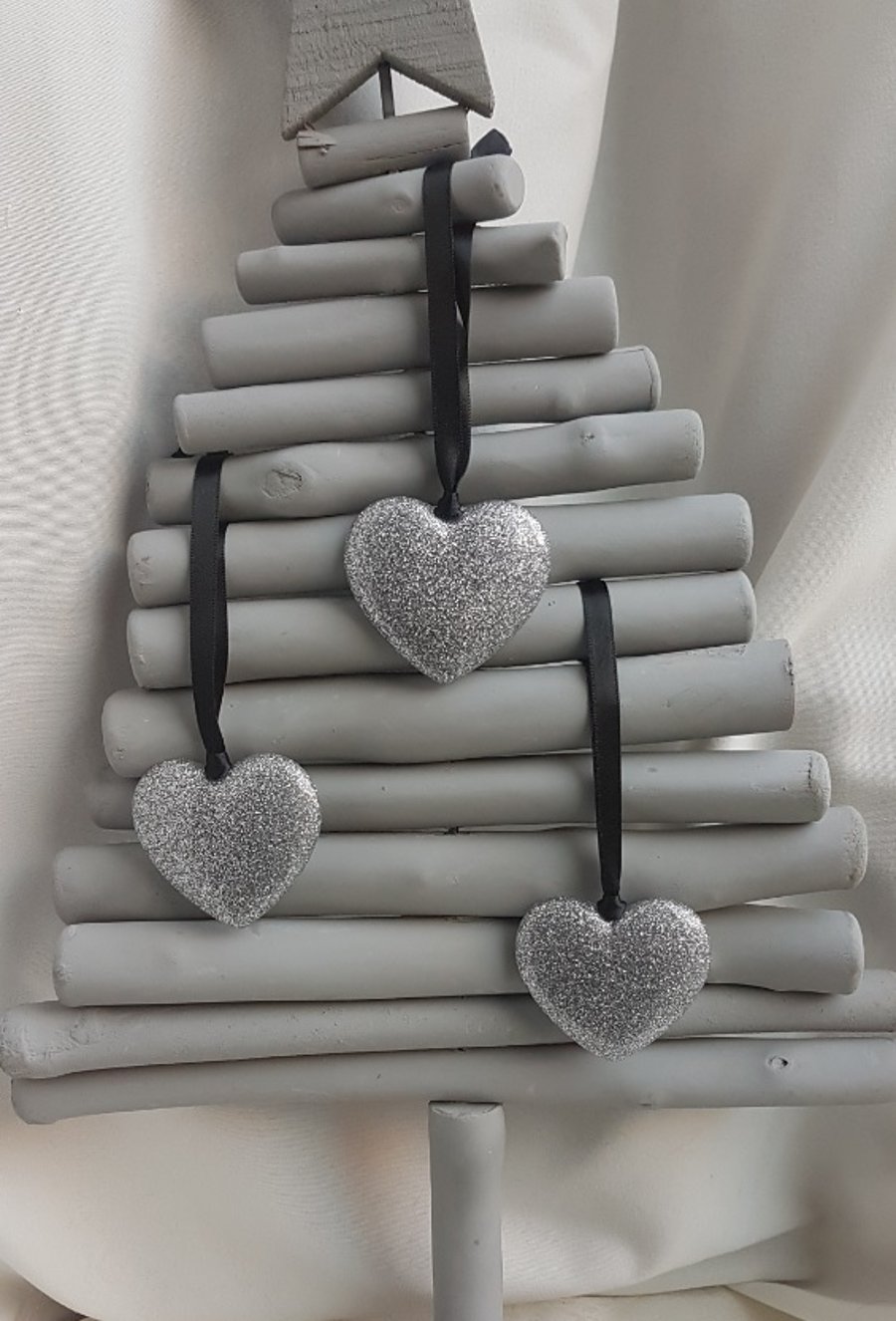 Simply Silver Heart Shaped Tree Decorations - S... - Folksy