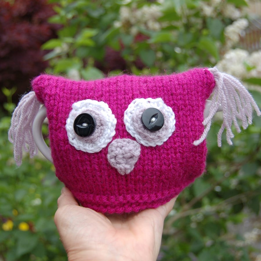 Tea cosy - owl - hand knitted - to fit a 1 c... - Folksy