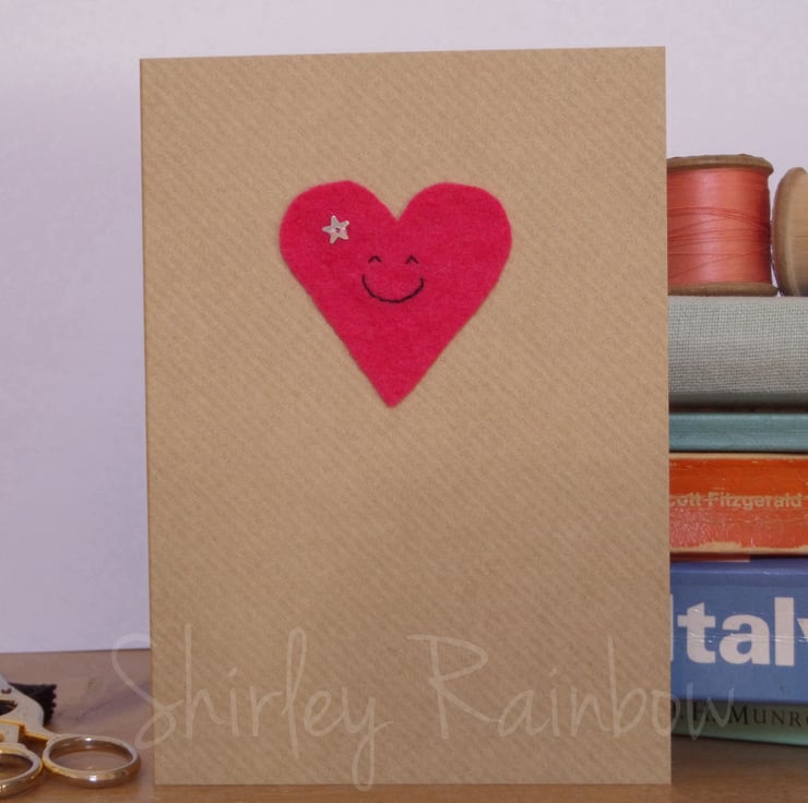 Happy Face Card- Heart - Folksy