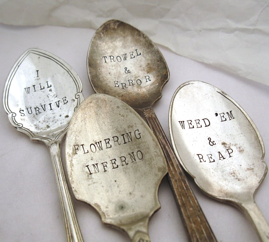 Set of upcycled plant pot labels, garden humour... - Folksy