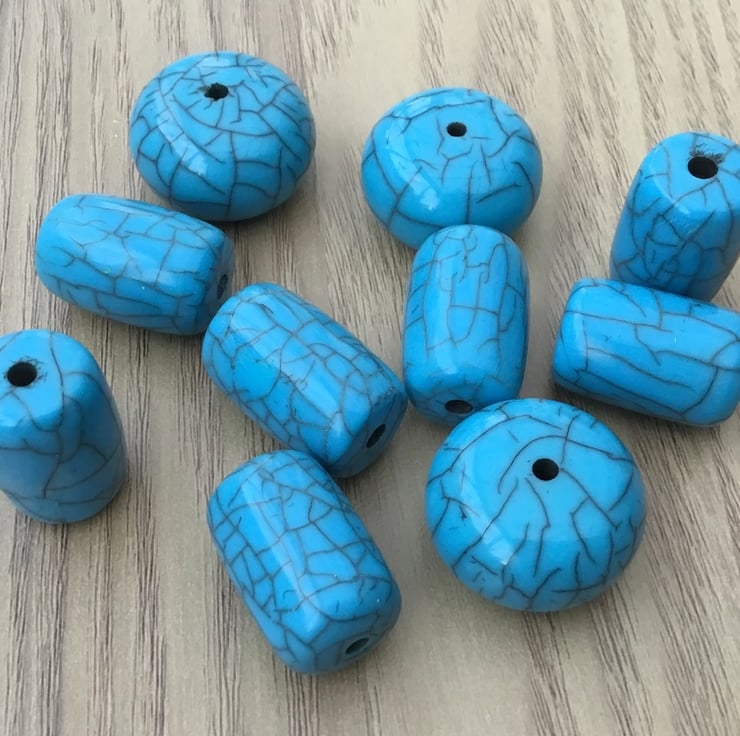 10 Large Statement Faux Turquoise Plastic Beads... - Folksy