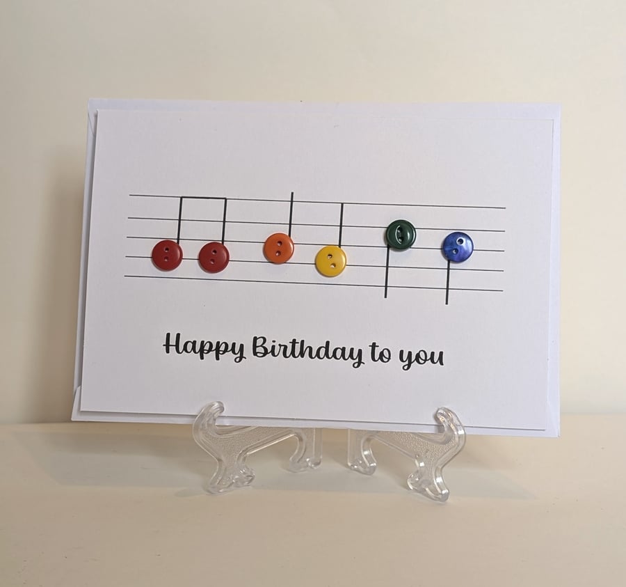 Happy Birthday musical button notes greetings c... - Folksy