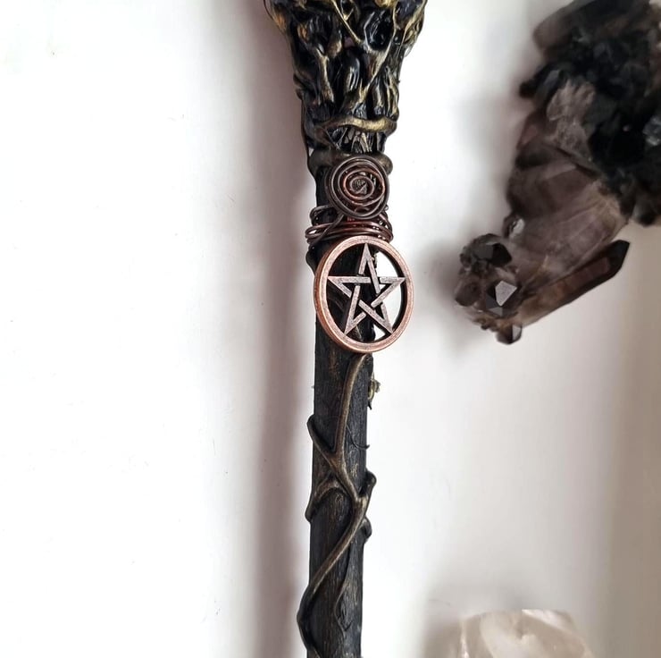 Crystal wand, purple Amethyst, handmade wooden ... - Folksy