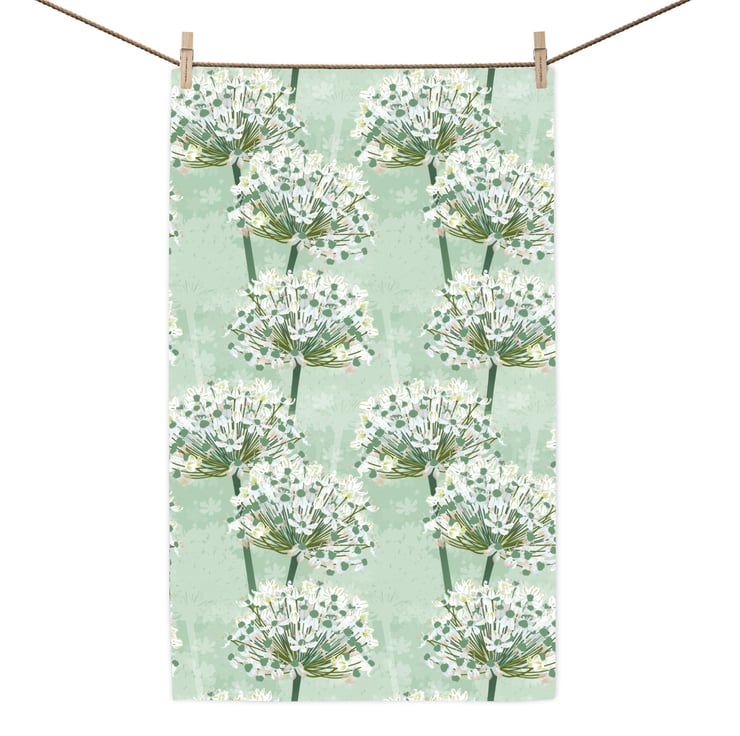 White Allium Cotton Tea Towel - Dreamy Kitchen ... - Folksy