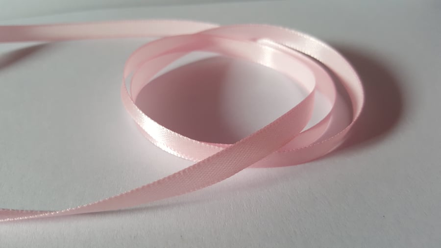 5m Single-Sided Satin Ribbon - 6mm - Pale Pink - Folksy
