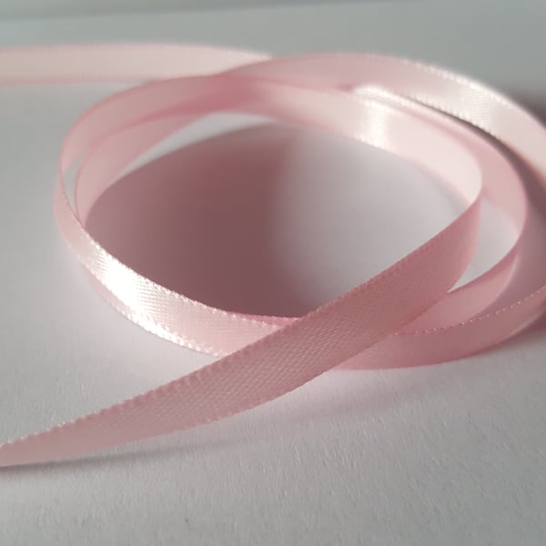5m Single-Sided Satin Ribbon - 6mm - Pale Pink - Folksy