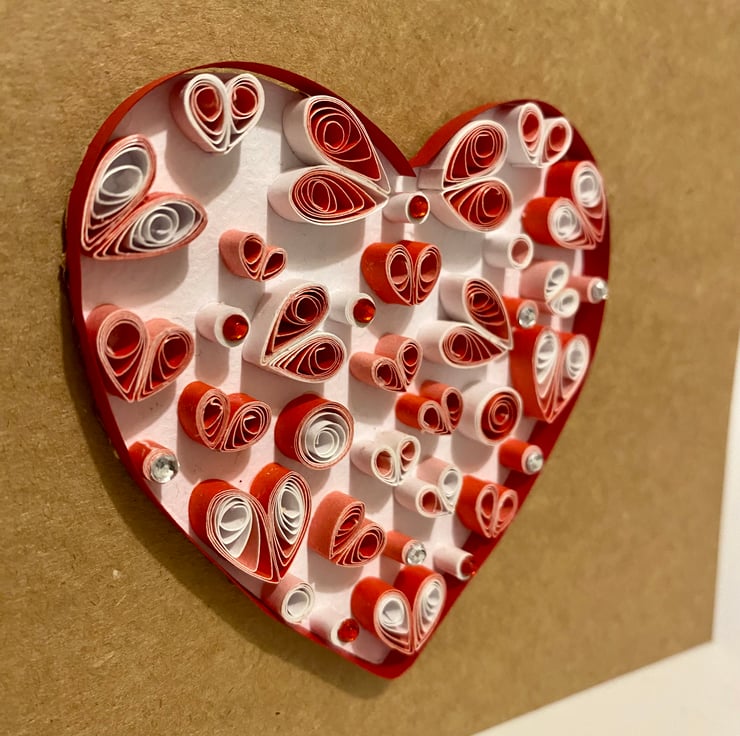 Quilled Valentines Day Love heart Card - Folksy
