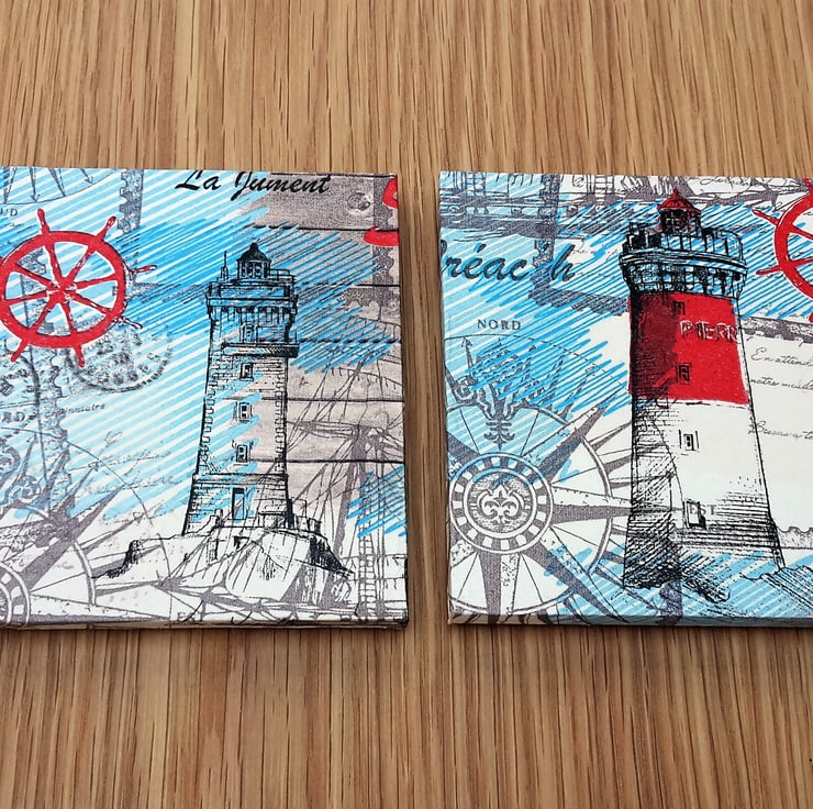 lighthouse coasters - lighthouse decor - nautic... - Folksy