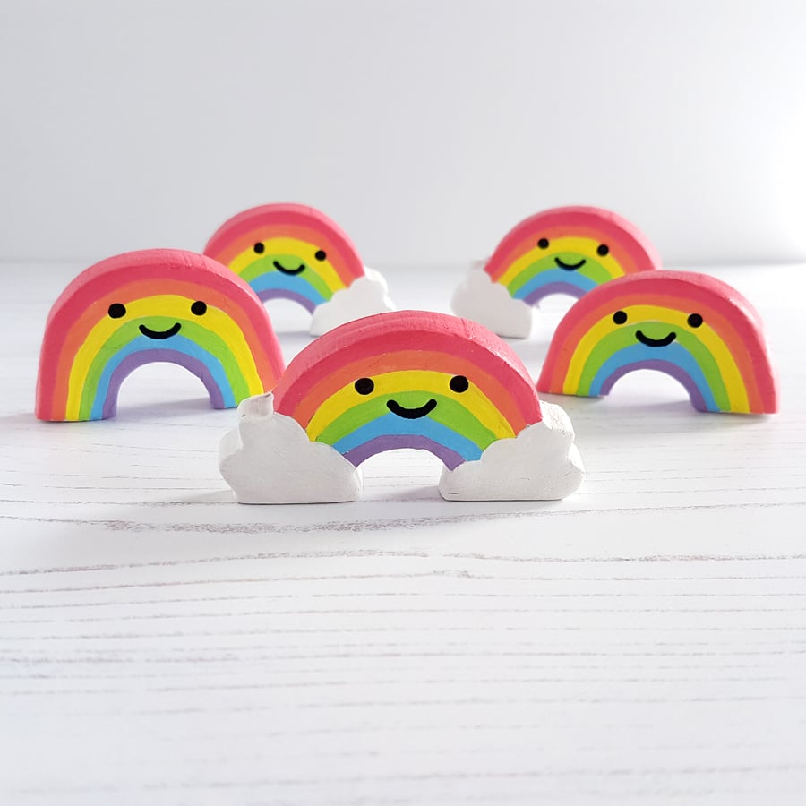 3D pastel smiley rainbow clay shelf ornament - Folksy