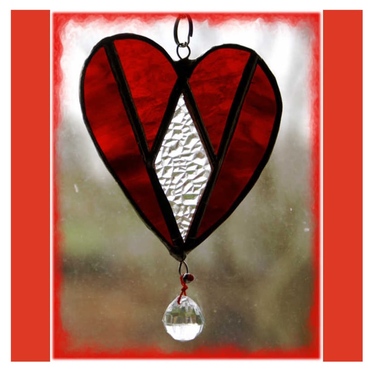 Diamond Love Heart A Stained Glass Suncatcher... - Folksy