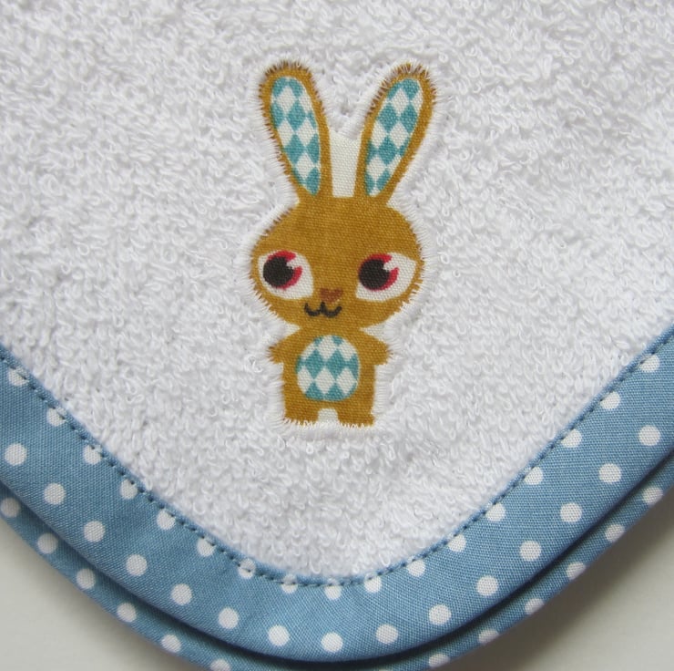 Appliqued Bunny Rabbit Face Cloth, Baby Dribble... - Folksy