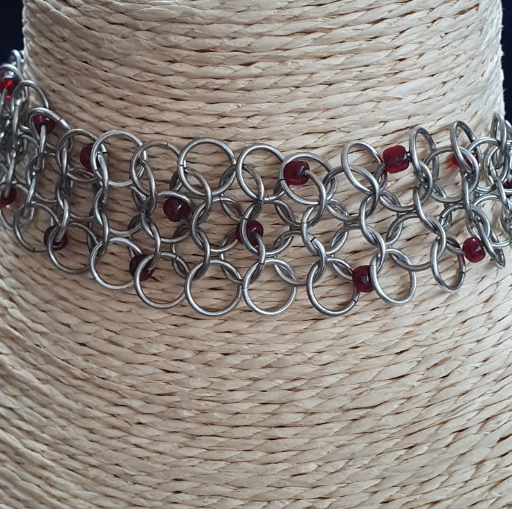 chainmail choker necklace Dragon Blood Droplet - Folksy